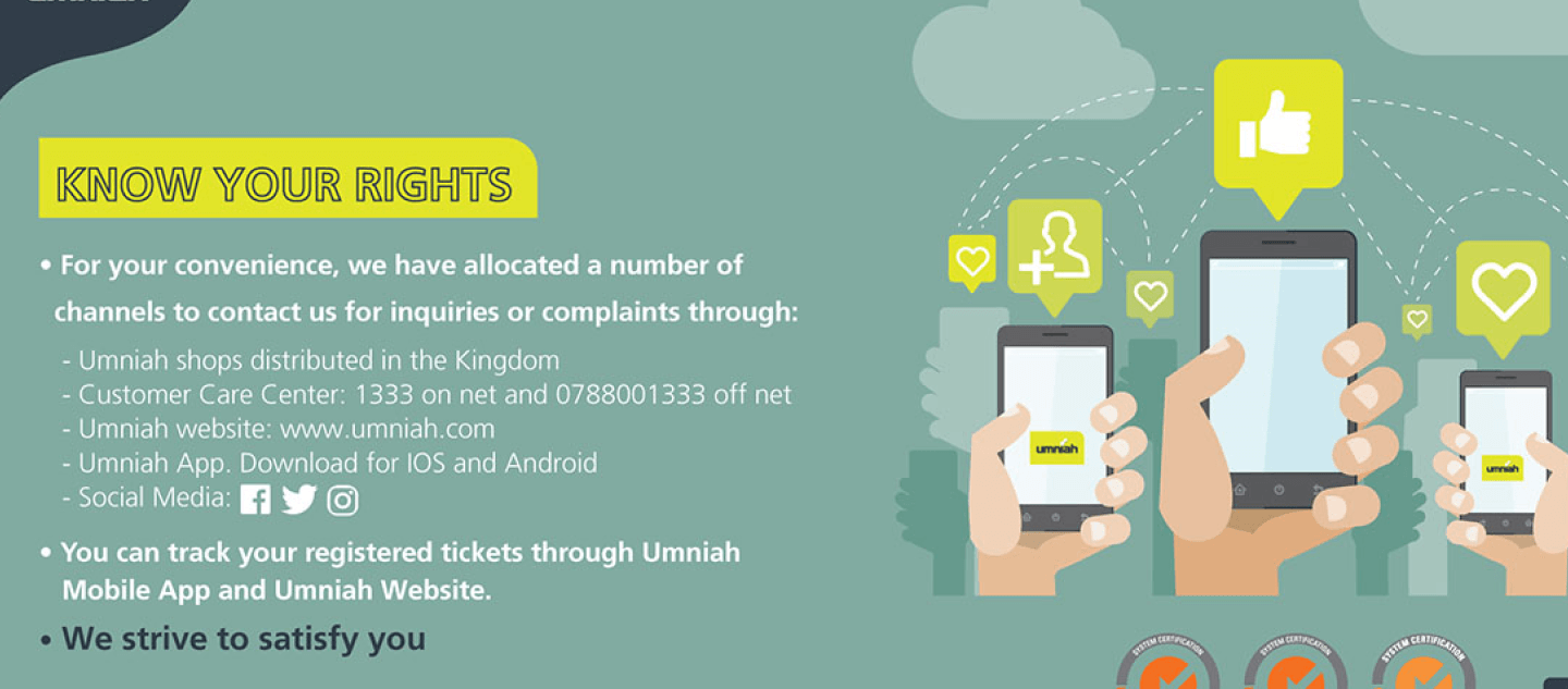 Know Your Rights - Customer Satisfaction | Umniah Jordan